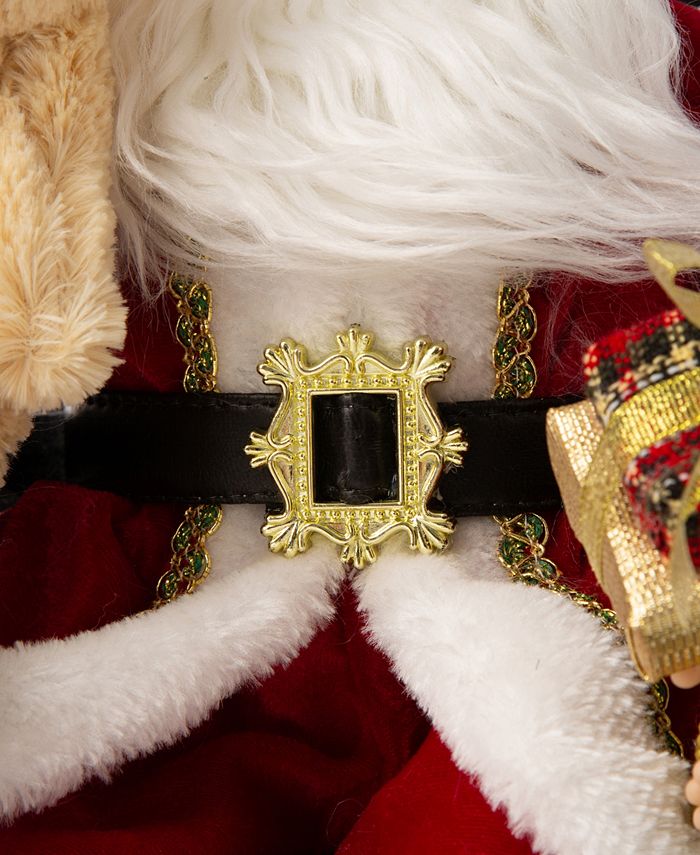 Glitzhome Christmas Sitting Santa Figurine with Wooden Rocking Chair ...