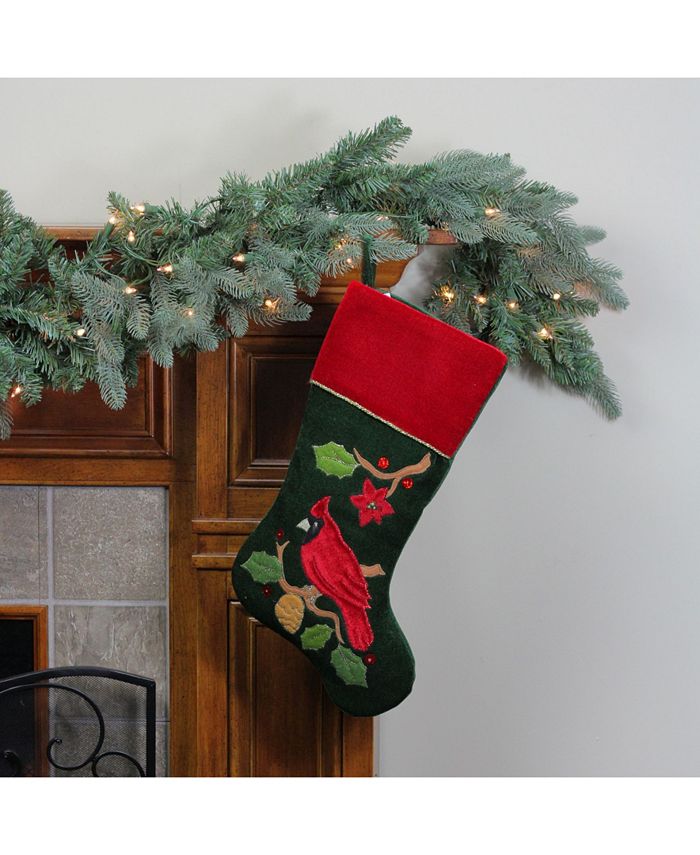 Northlight Cardinal Embroidered Christmas Stocking - Macy's