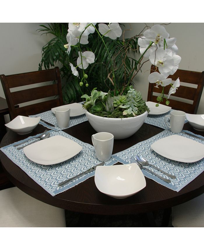 Gibson Home Zen Buffetware 12 Piece Porcelain Square Dinnerware Set ...