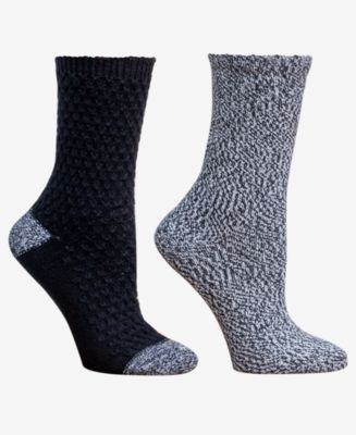 Cuddl Duds Fuzzy Garter Stitch Boot Crew Socks, 2 Pack - Macy's