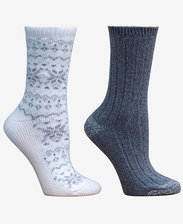 Cuddl Duds Women's Snowflake Fair Isle 2pk Boot Socks - Macy's