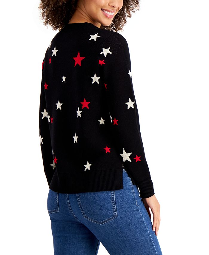 Charter Club Petite Star-Print Sweater, Created for Macy's - Macy's