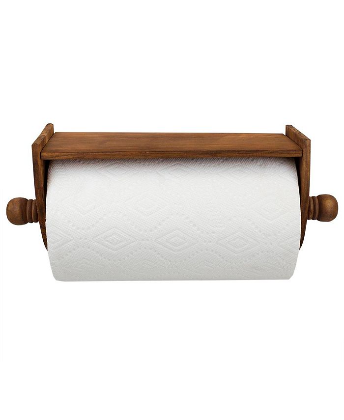 Home Basics Quick Install Rustic Pine Wood Wall Mounted Paper Towel ...