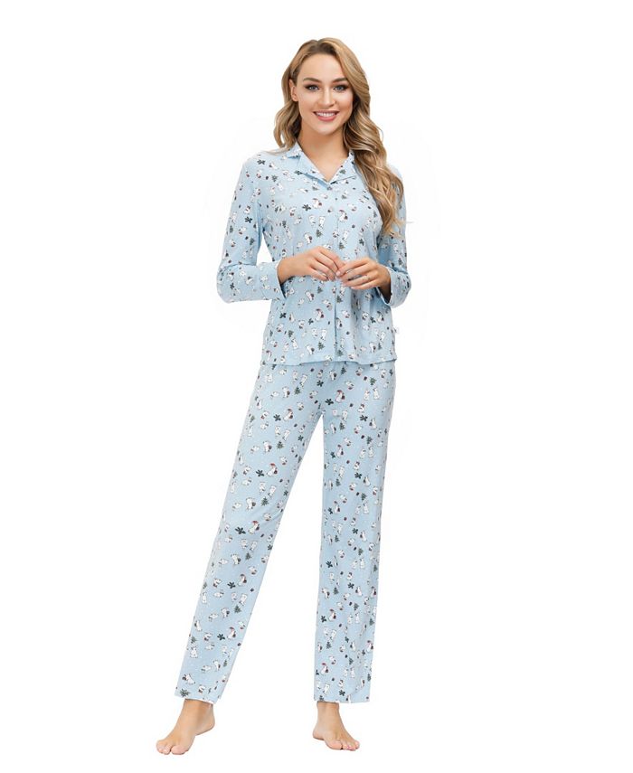 Beautyrest Echo Women's Ribbon Folded Notch 2 Piece Pajama Set - Macy's