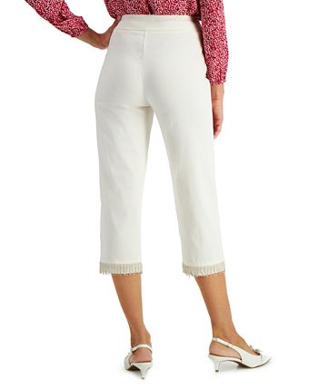JM Collection Diamonte Fringed Pull-On Capri Pants, Created for Macy's ...