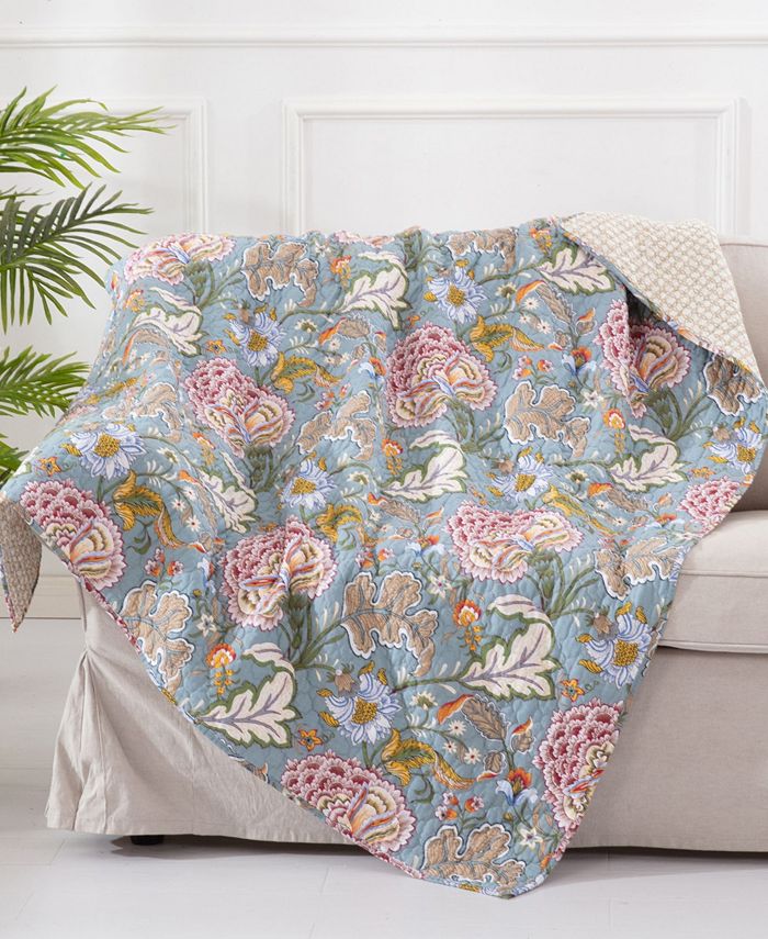 Levtex Angelica Spring Jacobean Floral Quilted Throw, 50" x 60" - Macy's