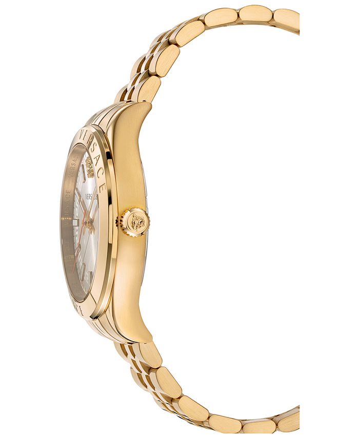 Versace Men's Swiss Hellenyium Gold Ion Plated Stainless Steel Bracelet ...