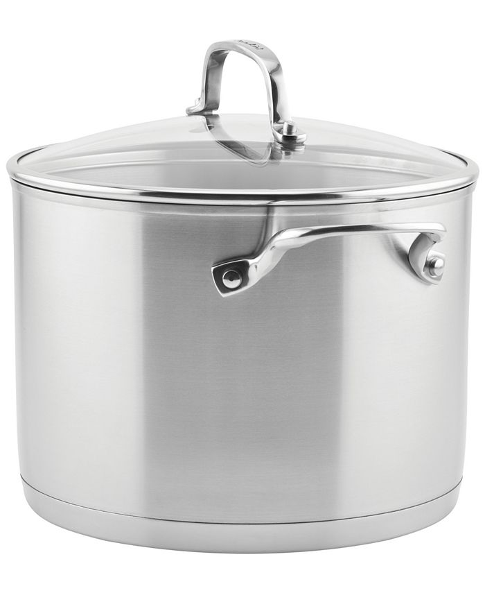 KitchenAid 3-Ply Base Stainless Steel 8 Quart Induction Stockpot with ...