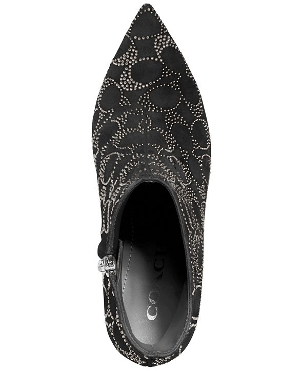COACH Women's Jewel Kitten-Heel Logo-Studded Booties & Reviews - Boots ...