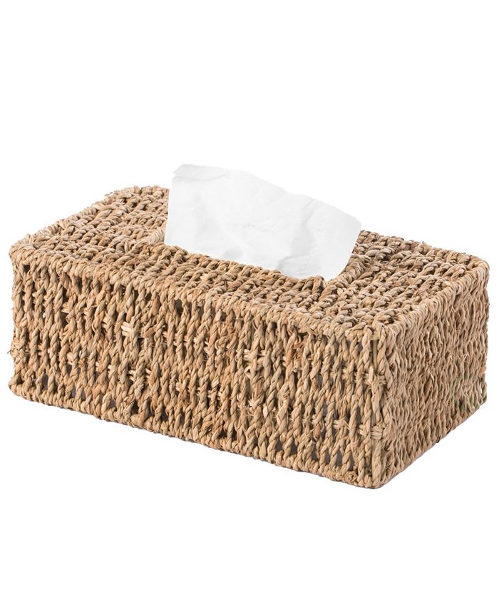 Vintiquewise Natural Woven Seagrass Wicker Rectangular Tissue Box Cover ...