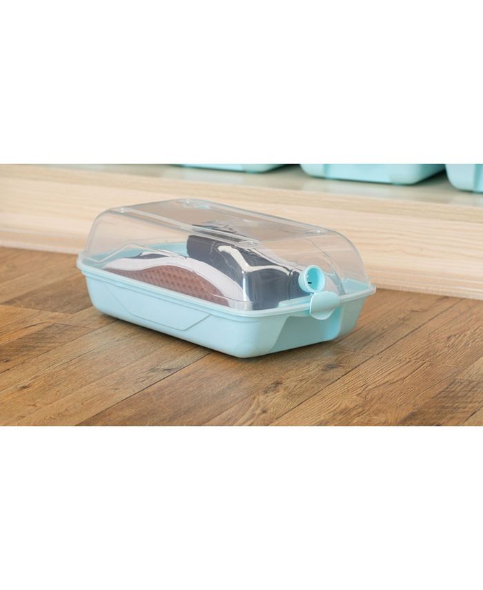 Basicwise Vintiquewise Plastic Shoe Box Storage Container With Clear
