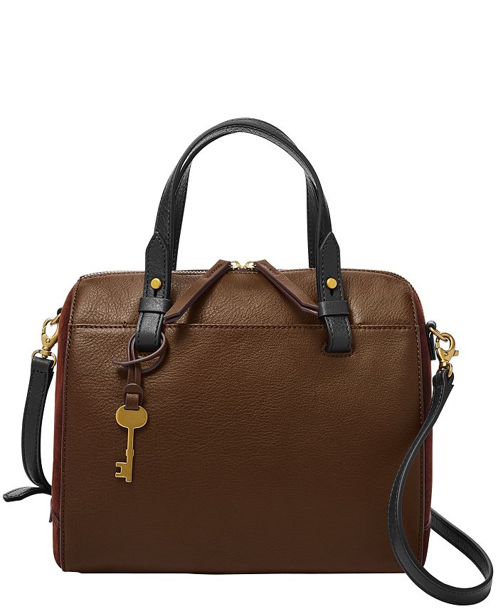 Fossil Women's Rachel Leather Satchel with Suede Gussets - Macy's