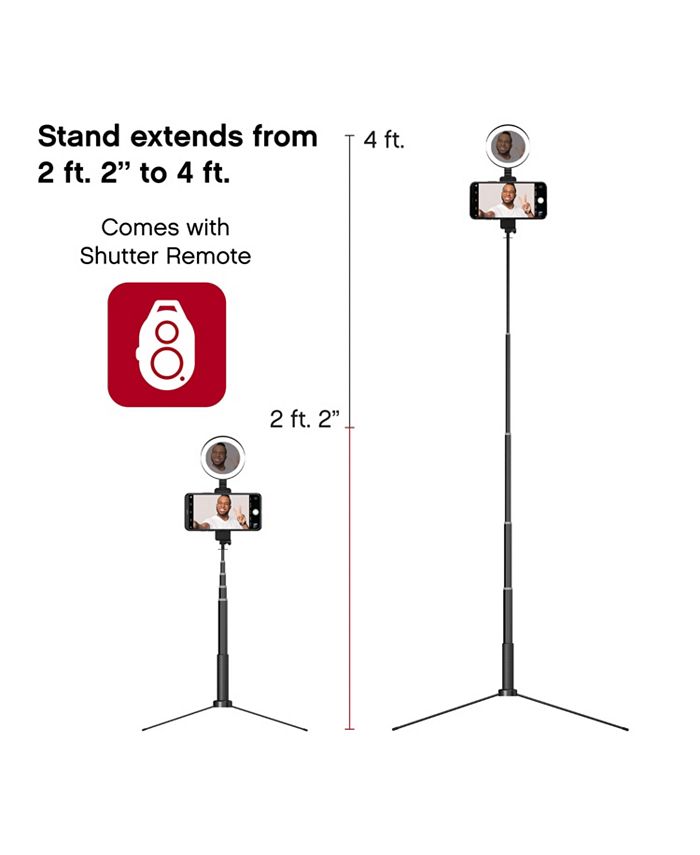 Tzumi ON AIR Halo Stick 5" Ring Light with Extendable (4’) Tripod, 3 ...