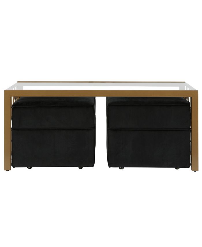 CosmoLiving Juliette Brass Coffee Table and Two Ottomans Set - Macy's