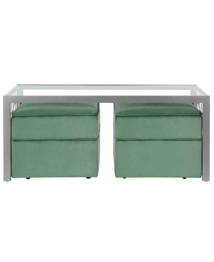 CosmoLiving Juliette Silver-tone Coffee Table and Two Ottomans Set - Macy's