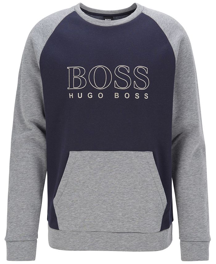 BOSS Hugo Boss Men's Colorblocked Logo-Print Fleece Sweatshirt - Macy's