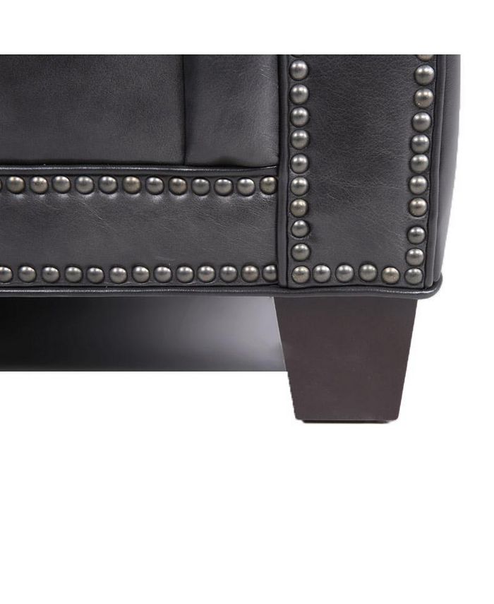 Nice Link Willison Italian Leather Sofa with Nailhead Trim in Camel ...