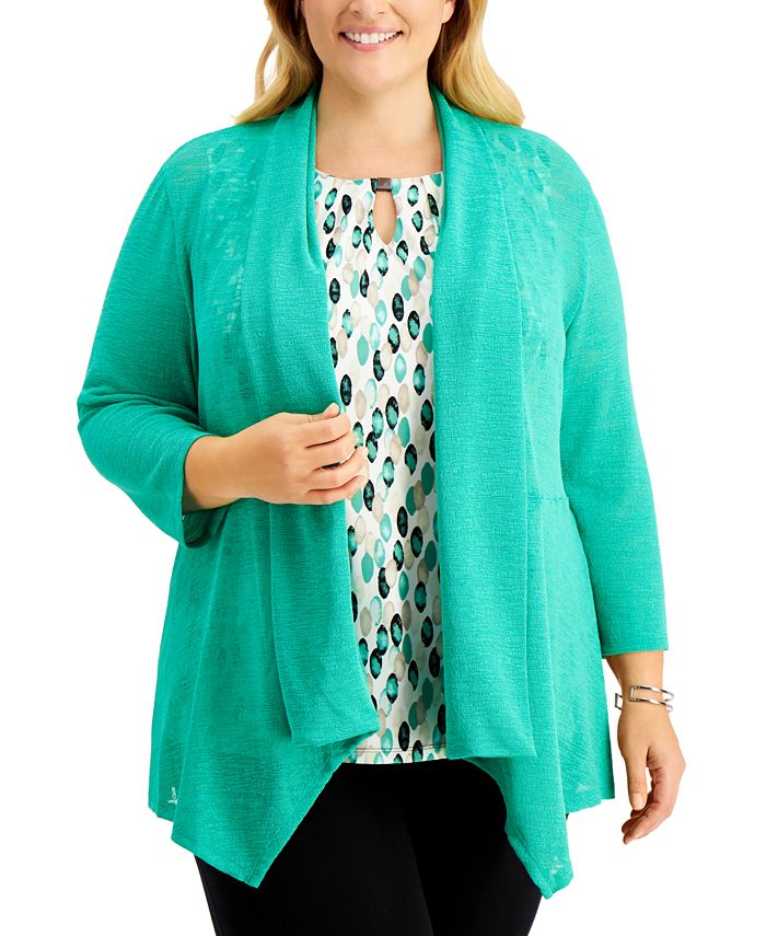 Kasper Plus Size Draped-Front Cardigan & Reviews - Sweaters - Women ...