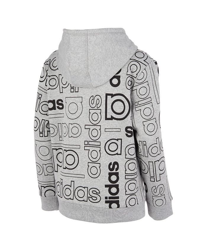 adidas Big Boys Long Sleeve Grid Print Hooded Pullover - Macy's