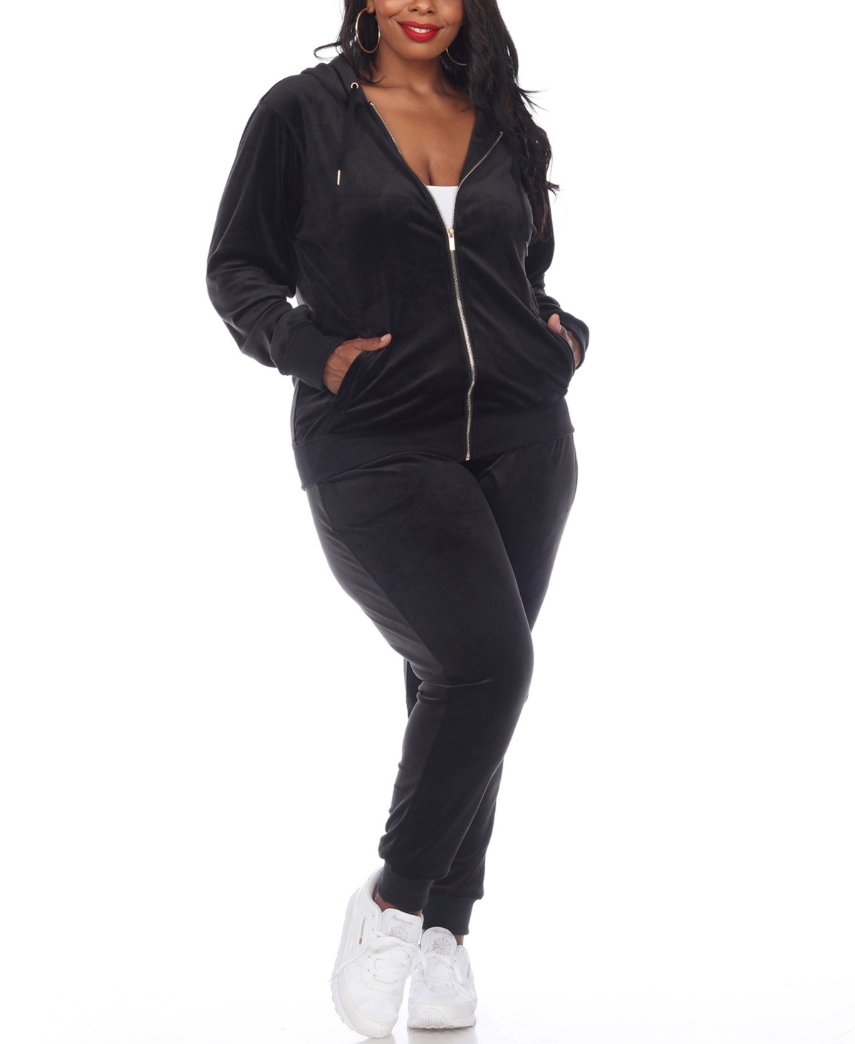 Click here for White Mark Plus Size Velour Tracksuit Loungewear 2... prices