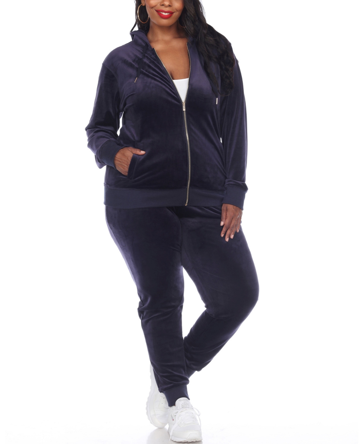 Click here for White Mark Plus Size Velour Tracksuit Loungewear 2... prices