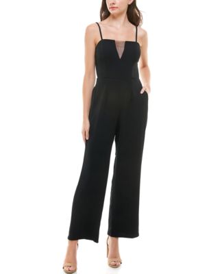 Trixxi Juniors' Mesh-Inset Jumpsuit - Macy's