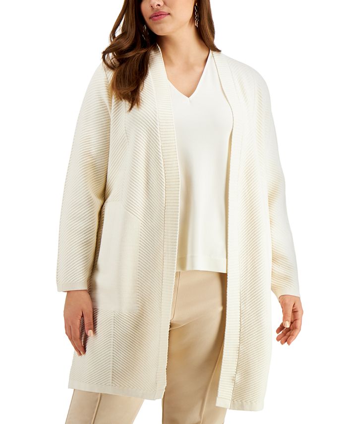Alfani Plus Size Ribbed-Knit Long Cardigan, Created for Macy's ...