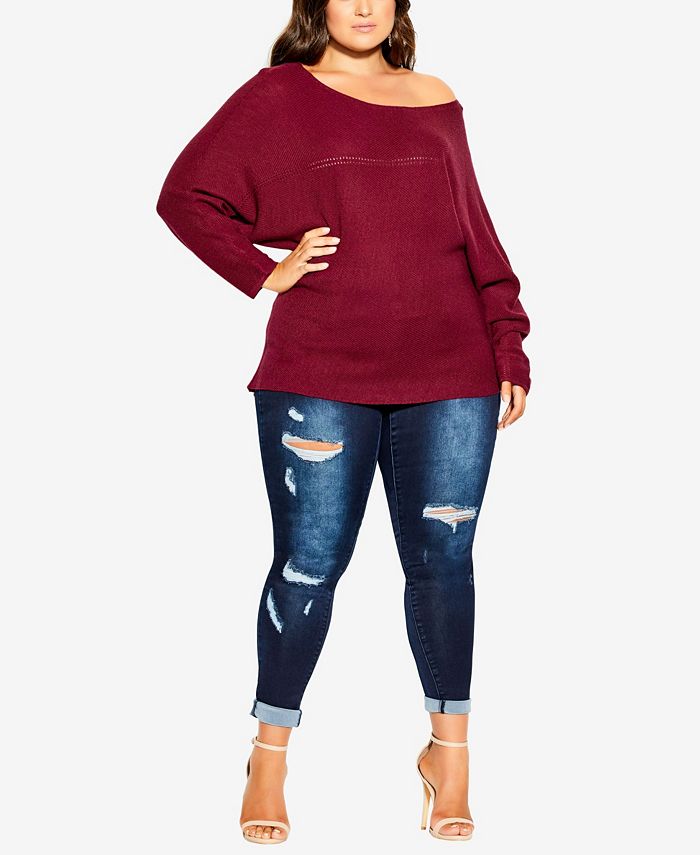 City Chic Women's Trendy Plus Size Romance Wool Blend Sweater - Macy's