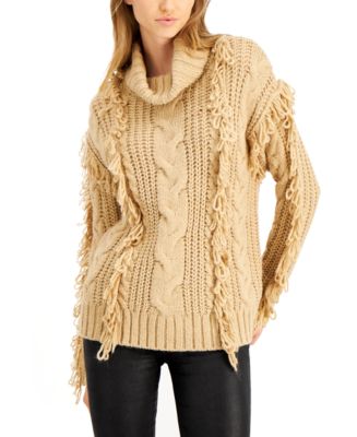 WYNTER Cowl-Neck Loop-Fringe Sweater - Macy's