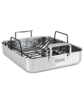 Viking 3-Ply Stainless Steel Roasting Pan with Nonstick Rack - Macy's
