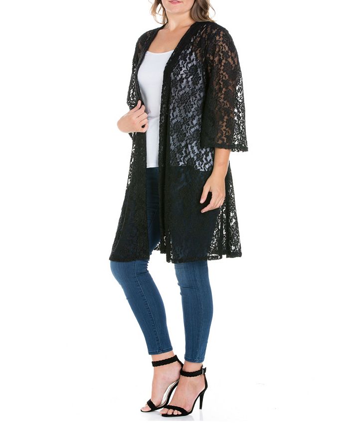 24seven Comfort Apparel Women's Plus Size Lace Cardigan - Macy's