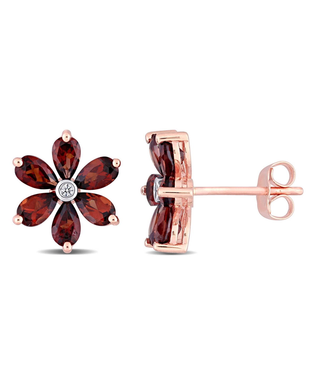 Click here for Garnet and Diamond Accent Floral Stud Earrings - R... prices