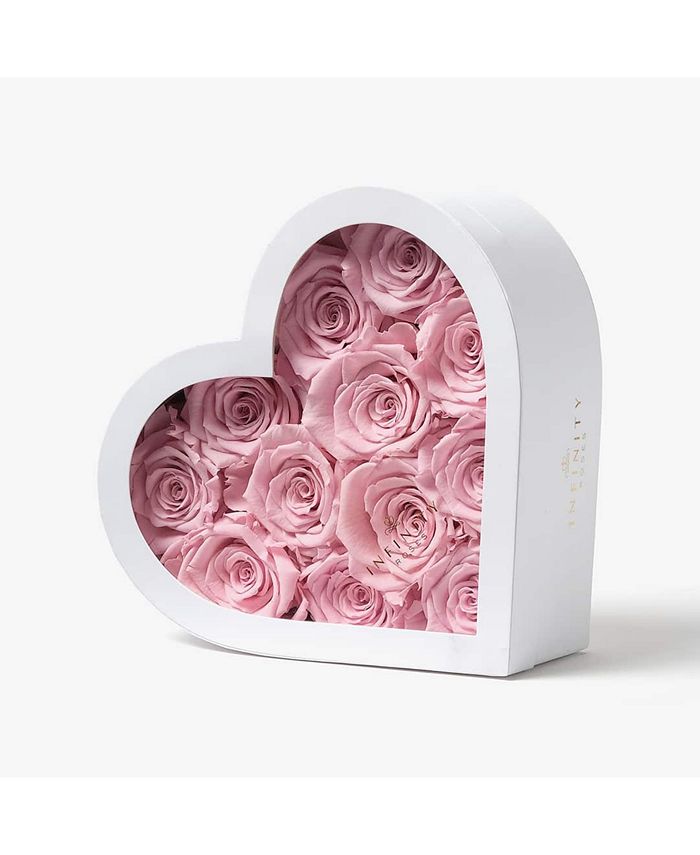 Infinity Roses Heart Box of 12 Pink Real Roses Preserved to Last Over a ...