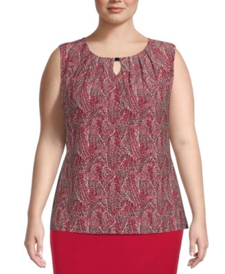 Kasper Plus Size Keyhole Printed Hardware Top - Macy's
