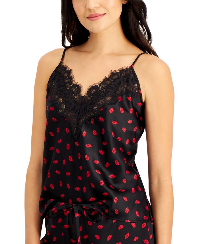 INC International Concepts Printed Lace-Trim Cami & Shorts Pajama Set ...