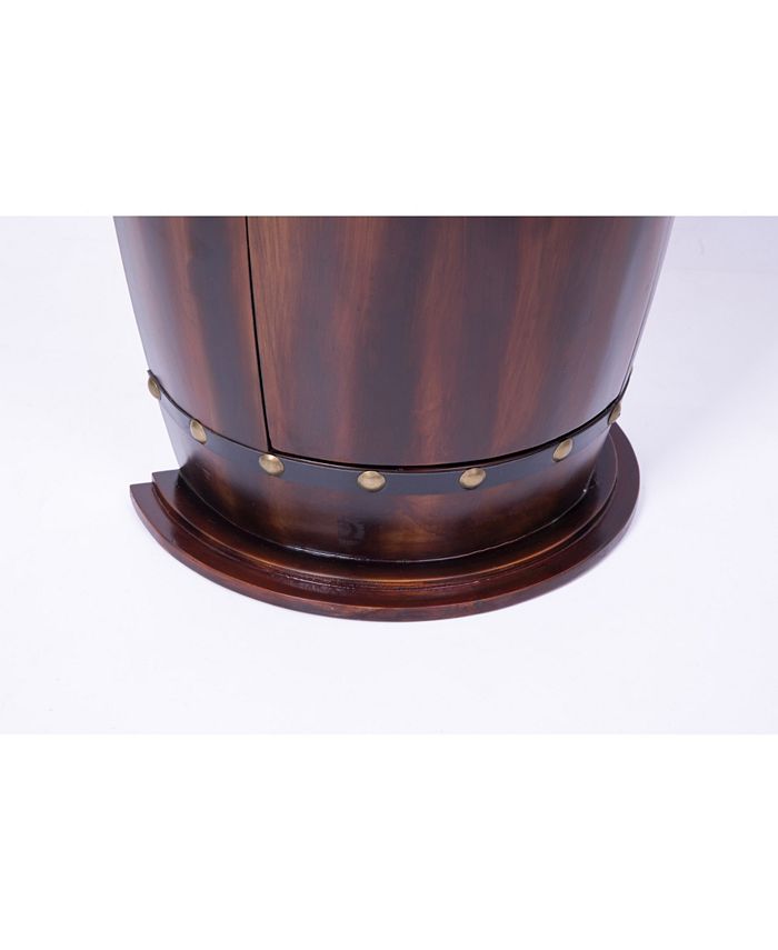 Vintiquewise Rustic Lockable Barrel Shaped Wine Bar Cabinet Wooden End ...