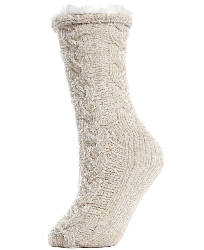 MeMoi Cable Chenille Plush Lined Women's Slipper Sock - Macy's