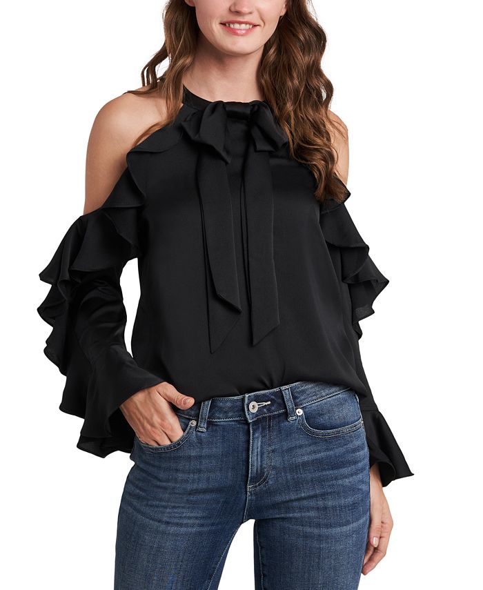 Cece Cold Shoulder Ruffled Bow Blouse Macys
