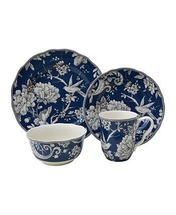 222 Fifth Adelaide Toile 16 Piece Dinnerware Set, Service for 4 - Macy's