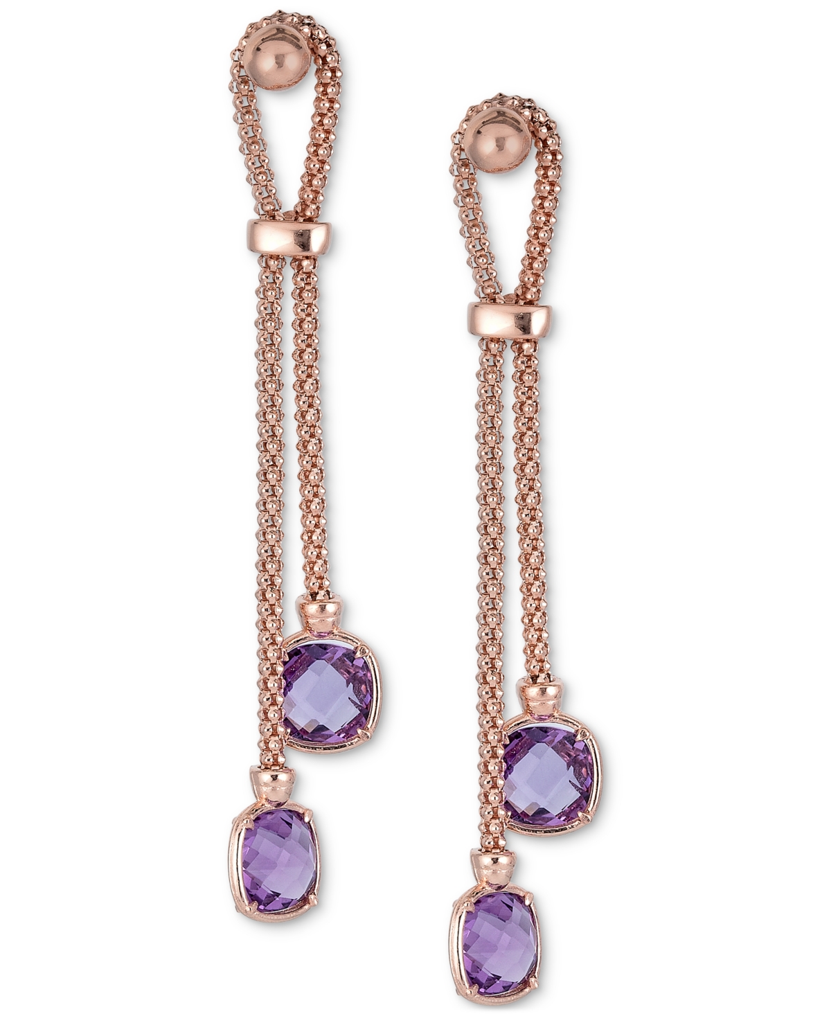 Click here for Lab Grown Lapis Lazuli Double Chain Drop Earrings... prices