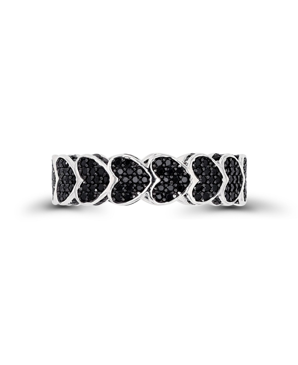 Click here for Black Spinel Pave Hearts Eternity Ring - Black prices
