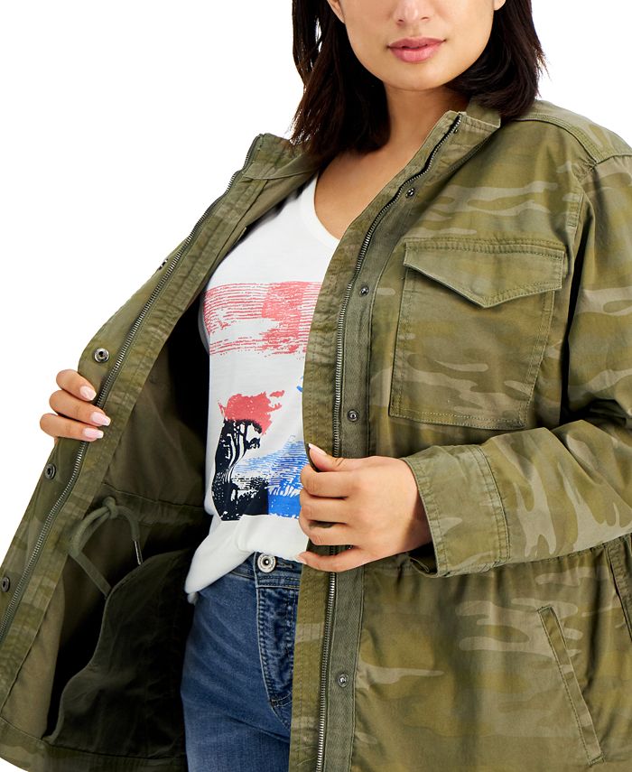 Style & Co Plus Size Cotton Utility Jacket, Created for Macy's ...