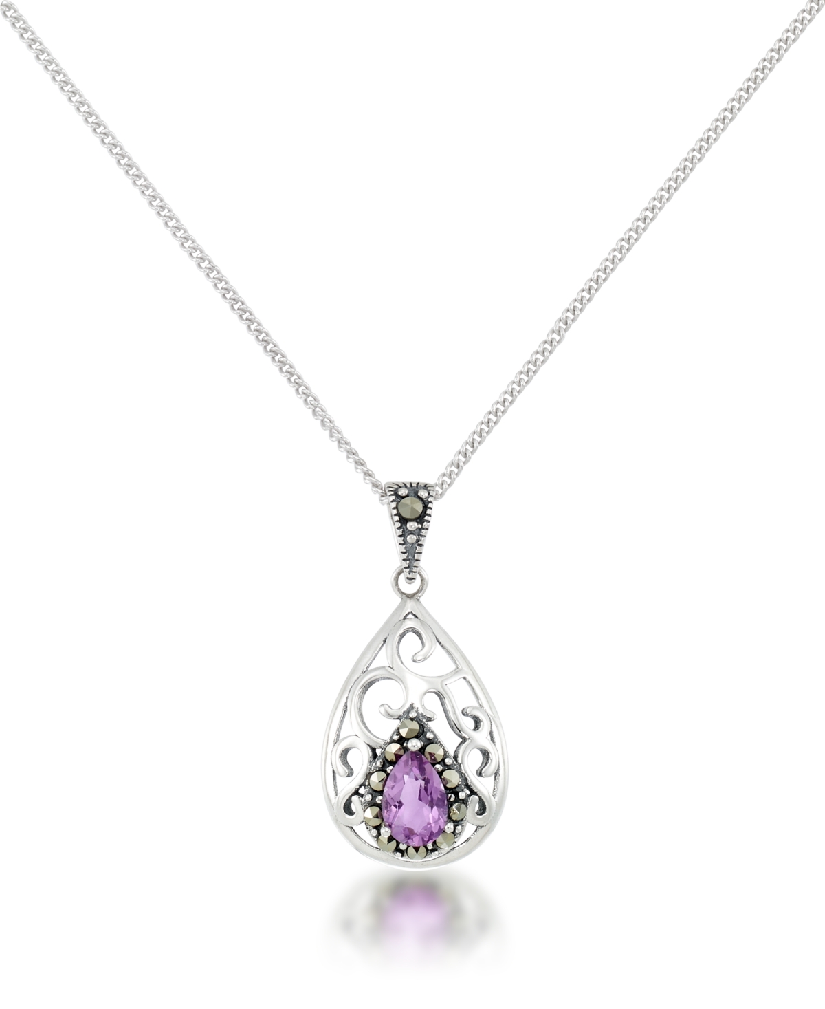 Click here for Amethyst Open Work Teardrop Pendant and a Curb Cha... prices