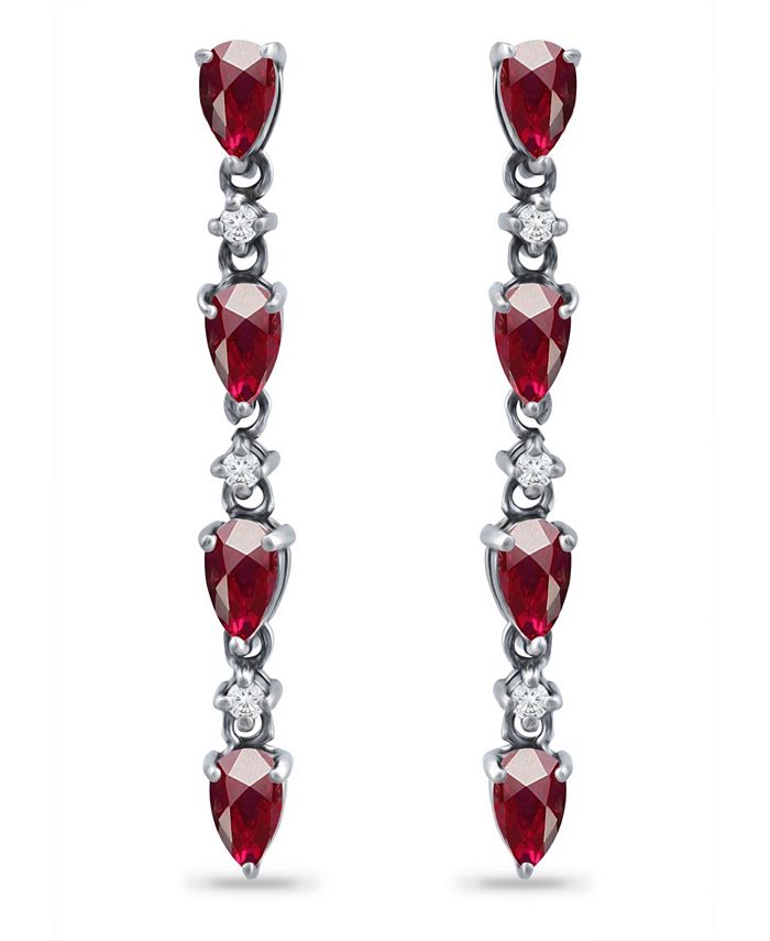 Giani Bernini Created Ruby and Cubic Zirconia Linear Drop Earrings - Macy's