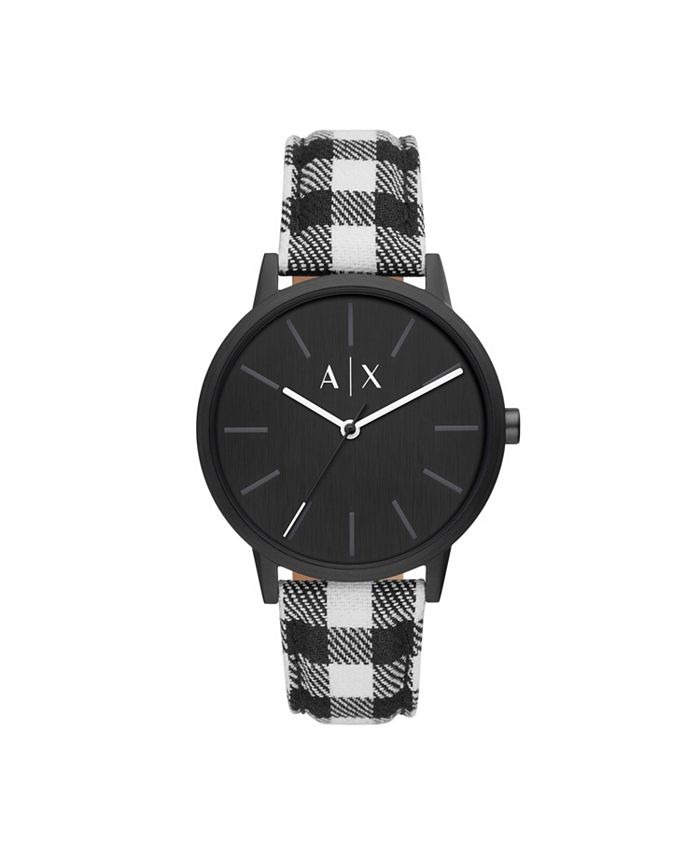 A|X Armani Exchange Men's Black Leather Strap Watch 42mm - Macy's