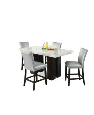 Camila 70" Rectangle Counter Height Table and Silver Counter Chair 5-Piece Set - Macy's