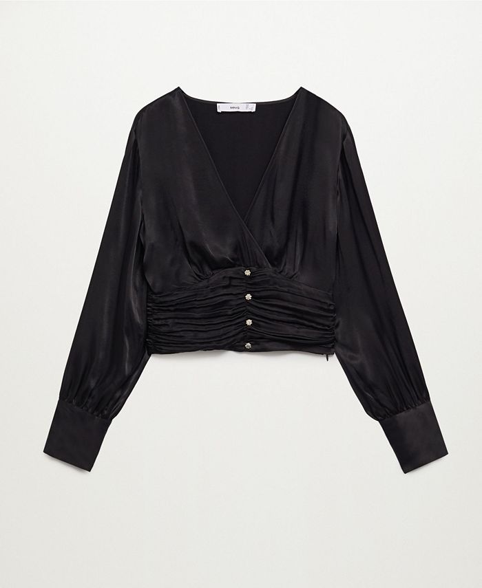 MANGO Women's Satin Crop Blouse - Macy's