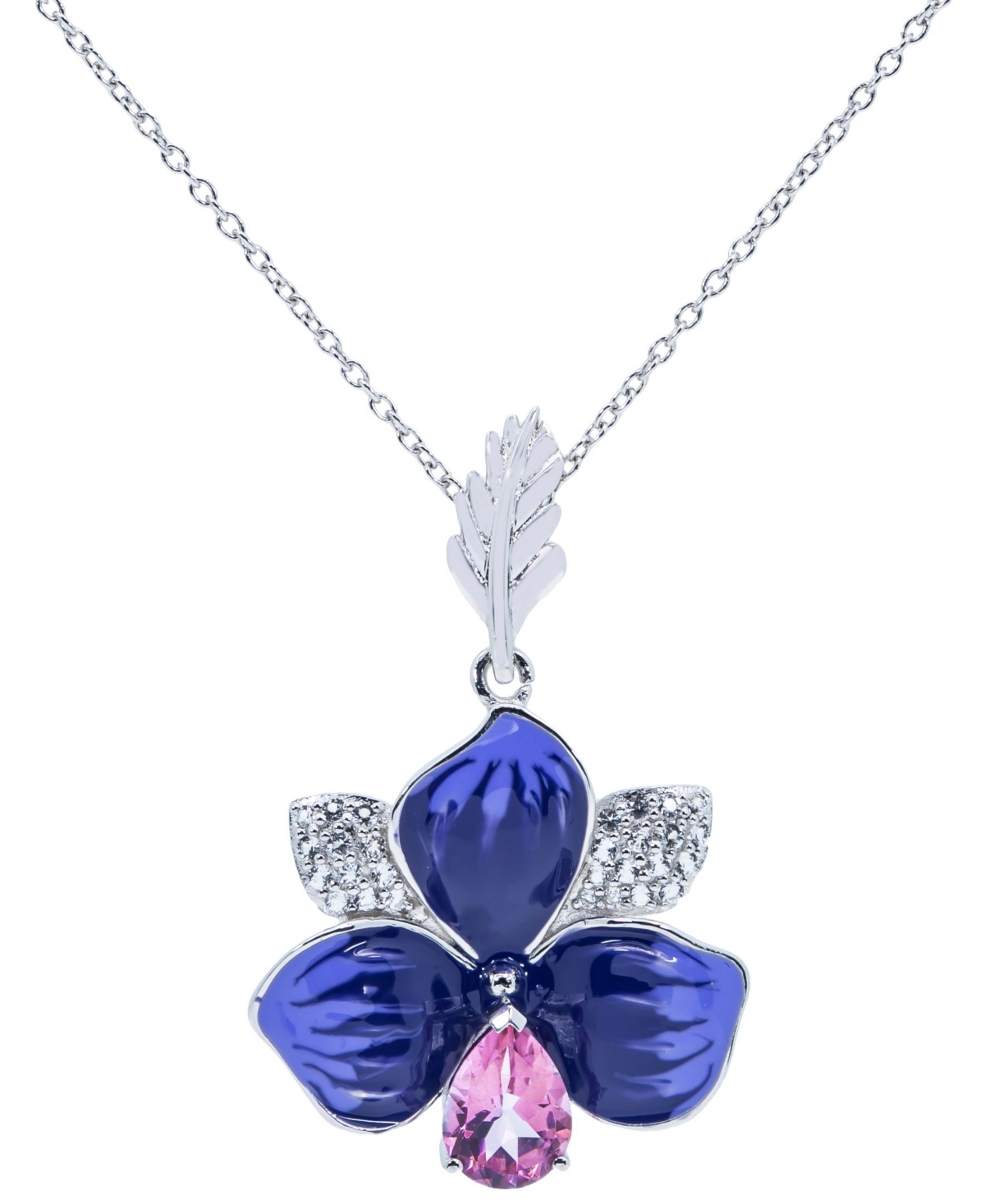 Click here for Pink Topaz (1 ct.t.w) and Enamel Flower Pendant Ne... prices