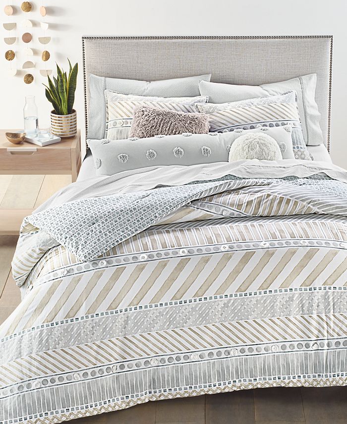 Whim by Martha Stewart Watercolor Stripe 3-Pc. Reversible Full/Queen Comforter Set, Created for ...