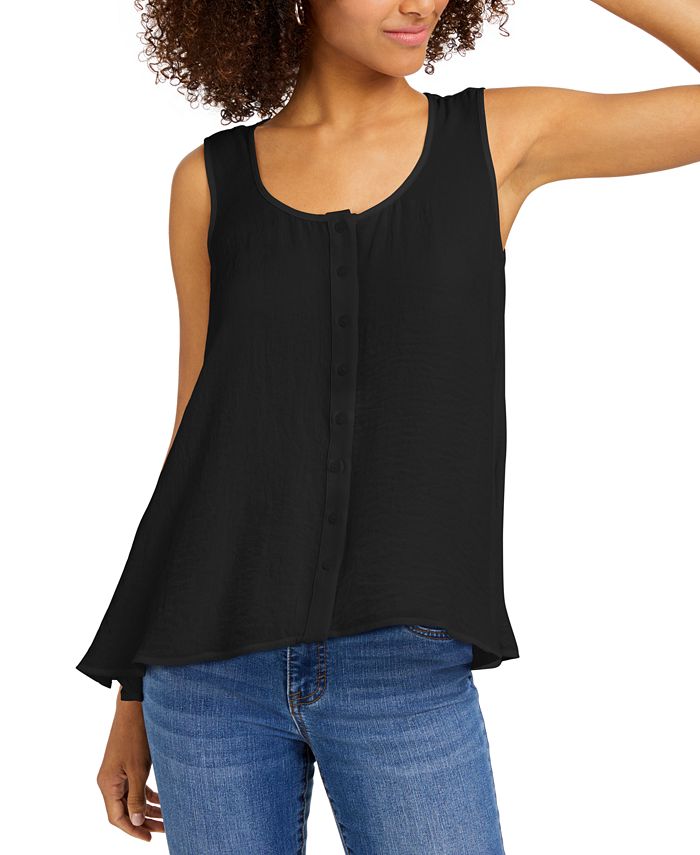 Style & Co Sleeveless Button-Front Swing Top, Created for Macy's ...